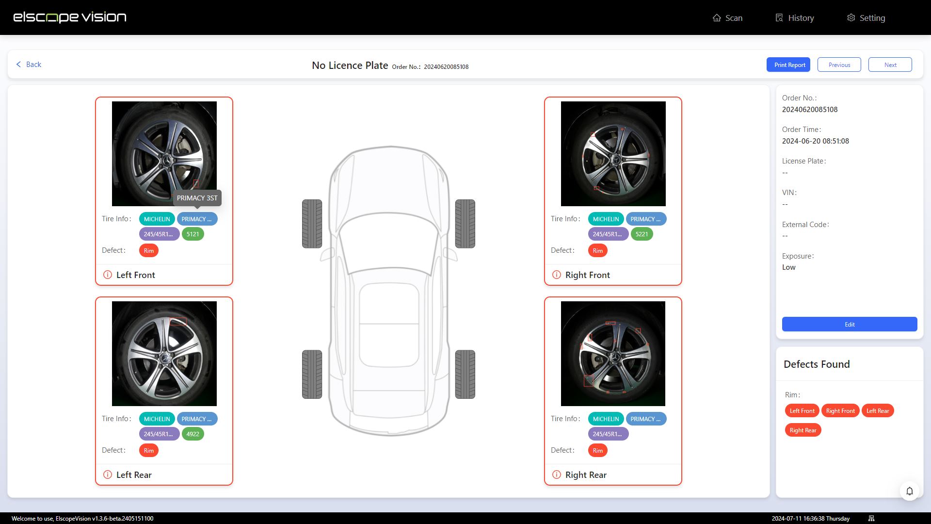 Tire sidewall inspection scanner